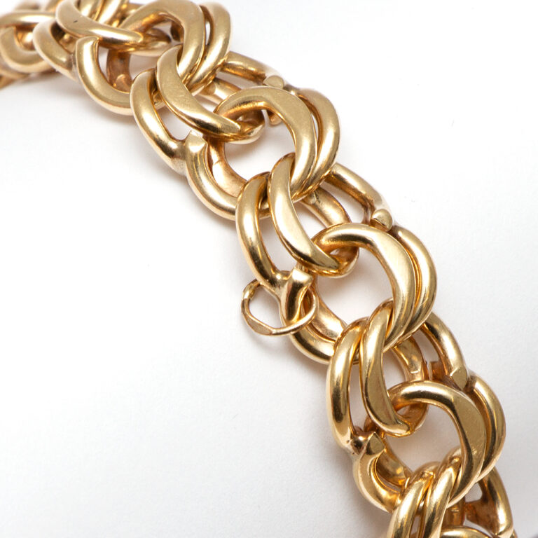14 Karat Yellow Gold Double Link Charm Bracelet | Grandview Mercantile