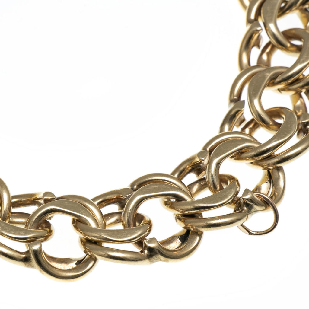 14 Karat Yellow Gold Double Link Charm Bracelet | Grandview Mercantile
